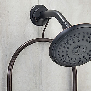 mDesign Modern Metal Wire Bathroom Tub & Shower Caddy, Hanging Storage Organizer Center - 2 Wash Cloth/Razor Hooks, 3 Baskets - for Bathroom Shower Stalls, Bathtubs - Rust Resistant - Bronze