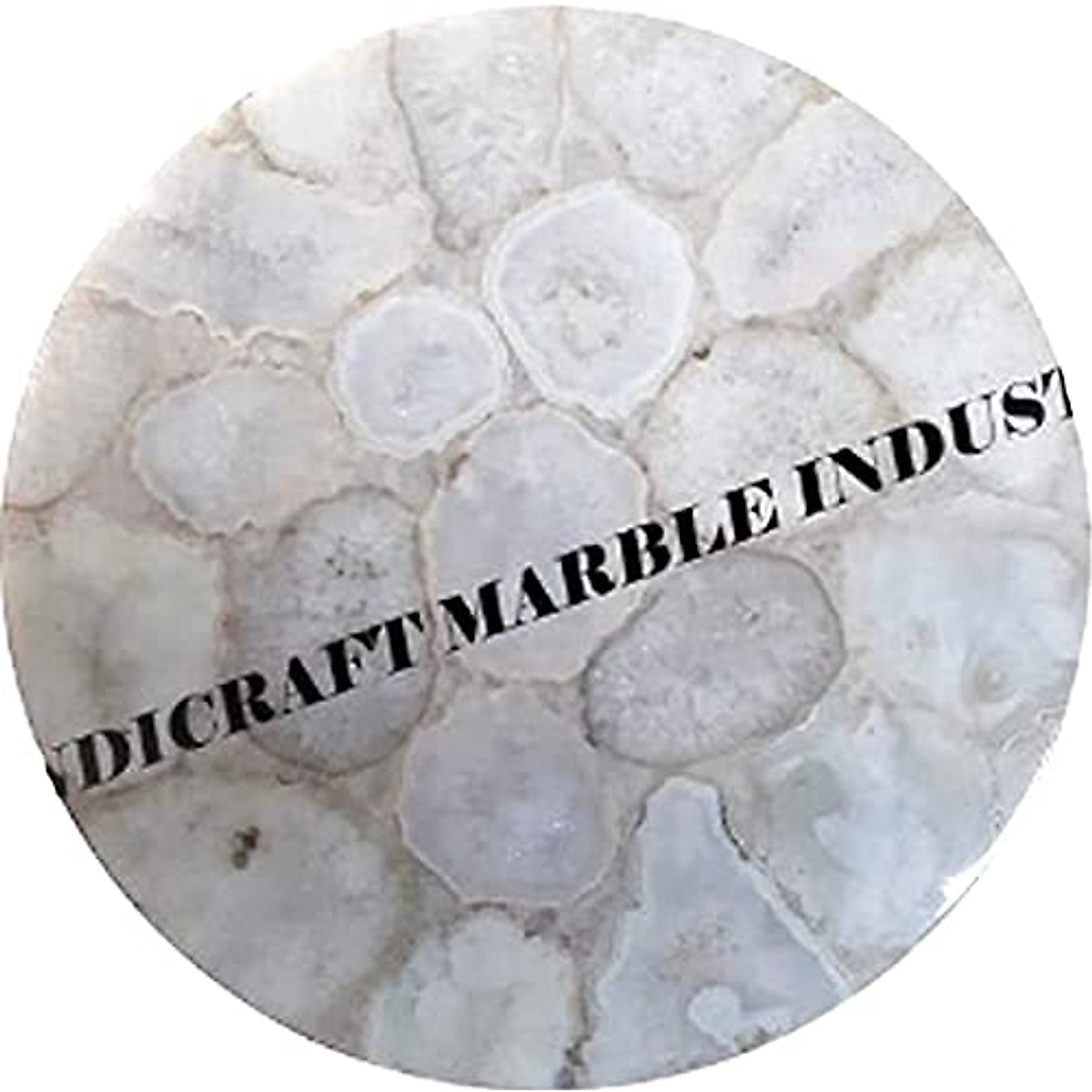 White Agate Round Table With Stand, Agate Stone Table With Stand, Round White Agate Side Table 24" Inch, Piece Of Conversation, Family Heir Loom