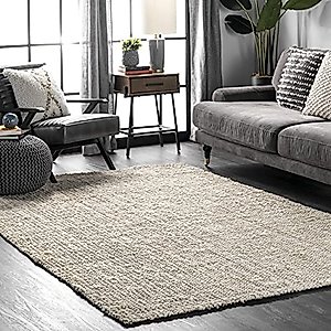 nuLOOM Ashli Handwoven Solid Jute Accent Rug, 2' x 3', Off-white