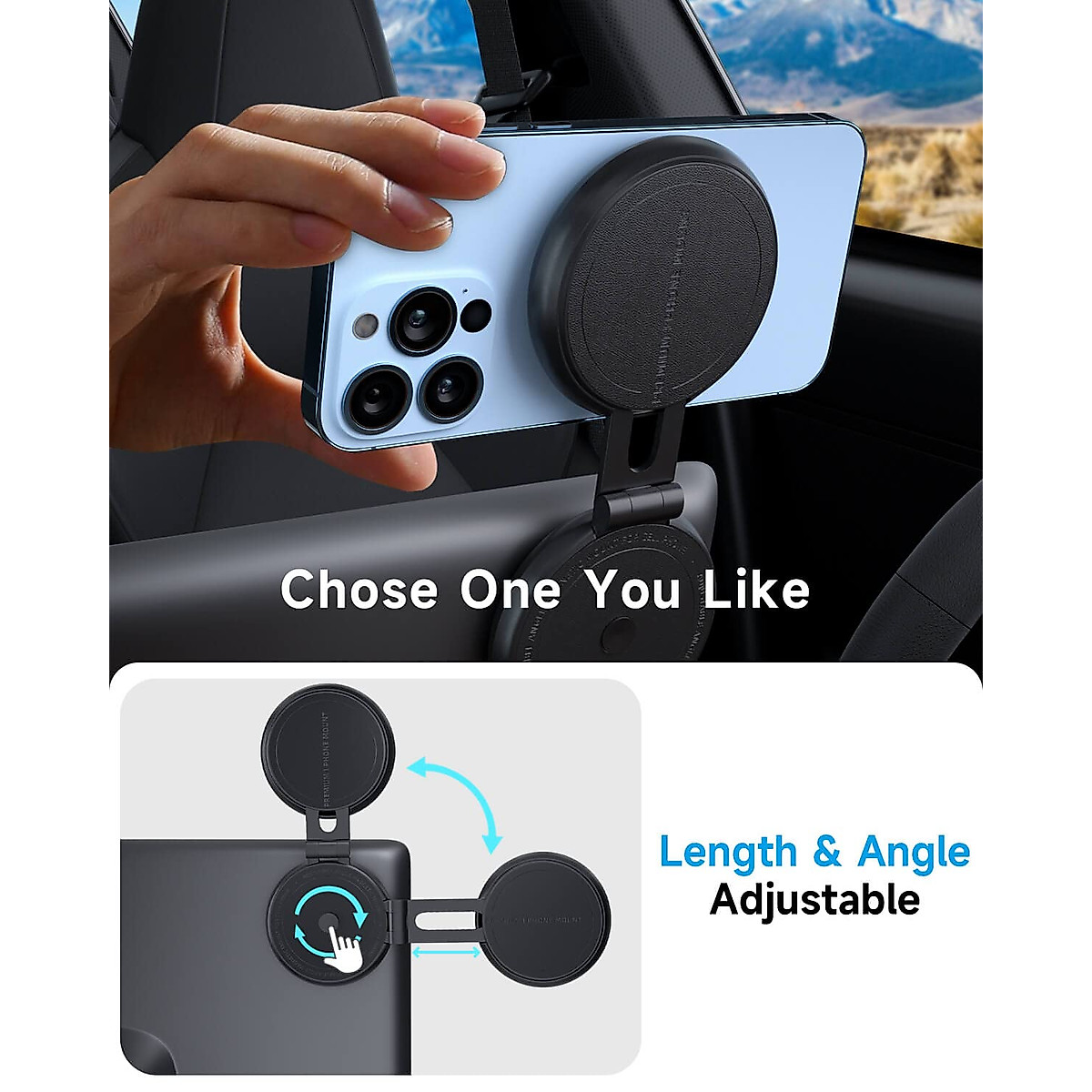 Tesla Phone Mount, MagSafe Car Mount for Tesla Model 3 Model Y, Foldable Hidden Magnetic Phone Mount Fit for iPhone 14 13 12 Series and All Phone, Tesla Model 3 Accessories, Tesla Model Y Accessories