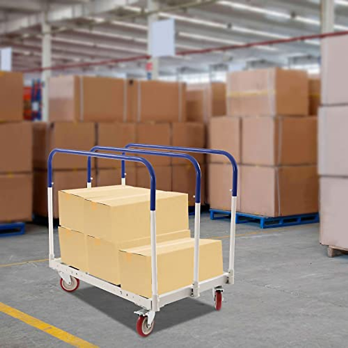 Steel Panel Truck, Platform Truck Cart, Heavy Duty Lumber Cart, Flatbed Cart, Steel Panel Truck with Swivel Casters, 1000 lbs Load Capacity, for Garage, Home, Warehouse