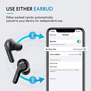 EarFun True Wireless Earbuds, Air Bluetooth Earbuds with IPX7 Waterproof with 4 Mic Wireless Charger, Qi-Certified 15W Max Fast Wireless Charging Pad Compatible with iPhone