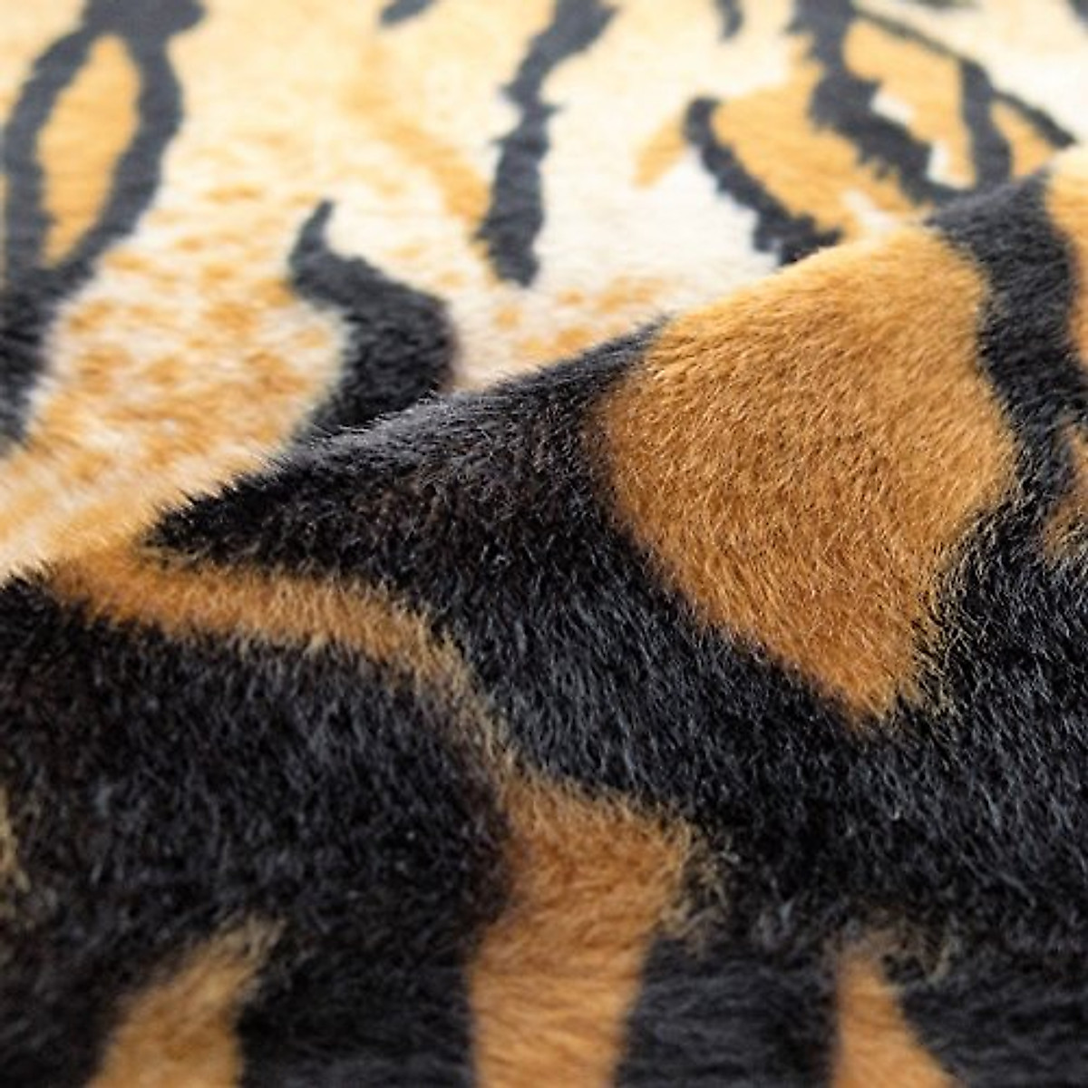 Velboa Wave Print Tiger Fabric, 60 Inch, by The Yard (Gold)