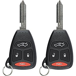 KeylessOption Keyless Entry Remote Control Uncut Ignition Car Key Fob for Chrysler Dodge Jeep KOBDT04A (Pack of 2)