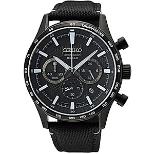 SEIKO Men's Analog Quartz Watch with Nylon Strap SSB417P1, Black, Strap