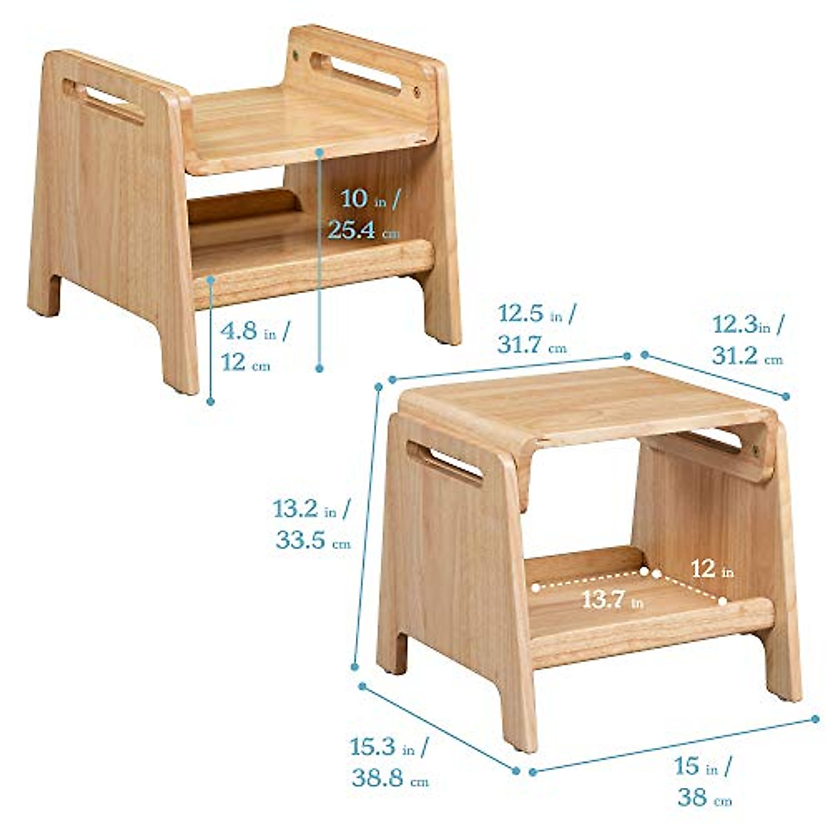 ECR4Kids Sit or Step Stool, Kids Furniture, Natural