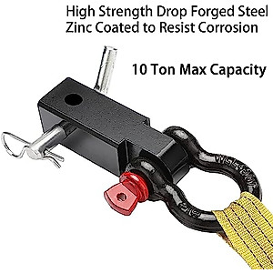 BETOOLL HW9113 2-Inch Shackle Tow Hitch Receiver Compatible with Jeep Wrangler and All Chevy/GMC, Ford, Dodge, Nissan, Toyota Truck 2" Receivers