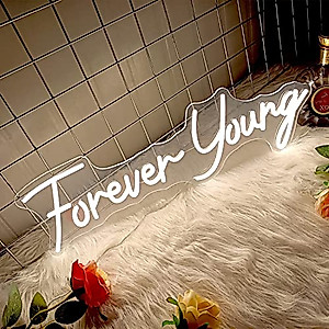 Forever Young Neon Sign With Dimmable Neon Night Wall Decor For Wall Art Decor For Girls Birthday Party Wedding Living Room Office Bar Bedroom Decor Reusable Warm White