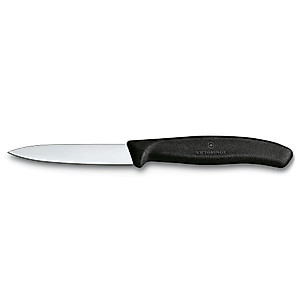 Victorinox 3.25 Inch Swiss Classic Paring Knife with Straight Edge, Spear Point, Black, 3.25"