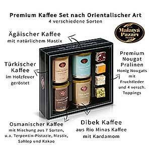 Palanci | Turkish coffee set of 4 | Premium mocha | 400 gr. | Gift set with nougat | ground coffee | 4 varieties Türk kahvesi, Dibek kahvesi, Ege and Osmanli kahvesi | mocha coffee | like espresso