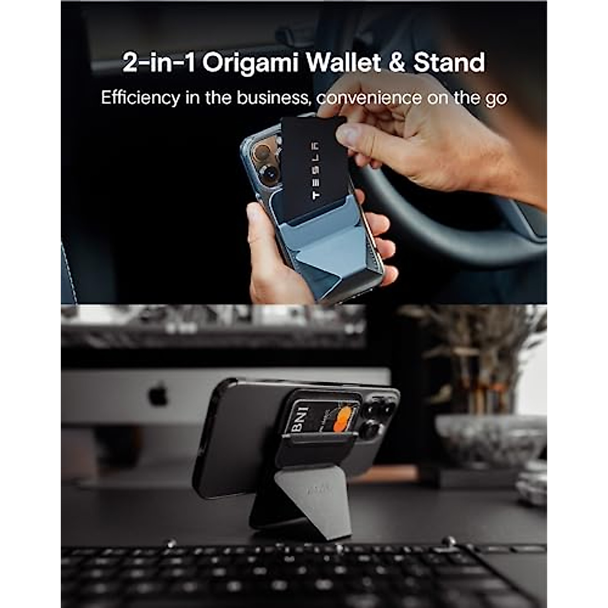 MOFT MagSafe Wallet Stand for iPhone 14/13/12 Series MagSafe Compatible Phone Stand with 3 Viewing Angles (Night Black)
