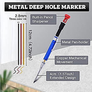 12pack Mechanical Carpenter Pencils Kit with Storage Bag,Center Punch, Carbide Scribe Tool,Magnetic Pick Up fot Construction,Woodworking