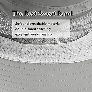LCZTN Mens UPF 50+ Sun Protection Safari Cap Wide Brim Fishing Hiking Hat with Neck Flap for Garden Work (Light Grey)