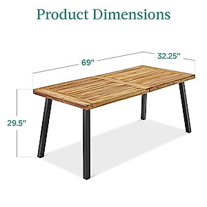 Best Choice Products 6-Person Indoor Outdoor Acacia Wood Dining Table, Picnic Table w/Powder-Coated Steel, 350 Pound Capacity Legs - Natural