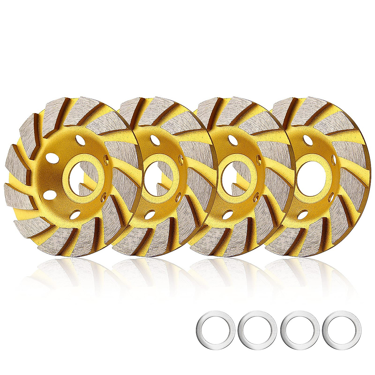 sansheng 4 Pack Concrete Grinding Wheel 4 Inch Concrete Turbo Diamond Grinding Cup Wheel 12 Segs Heavy Duty Angle Grinder Wheels for Angle Grinder