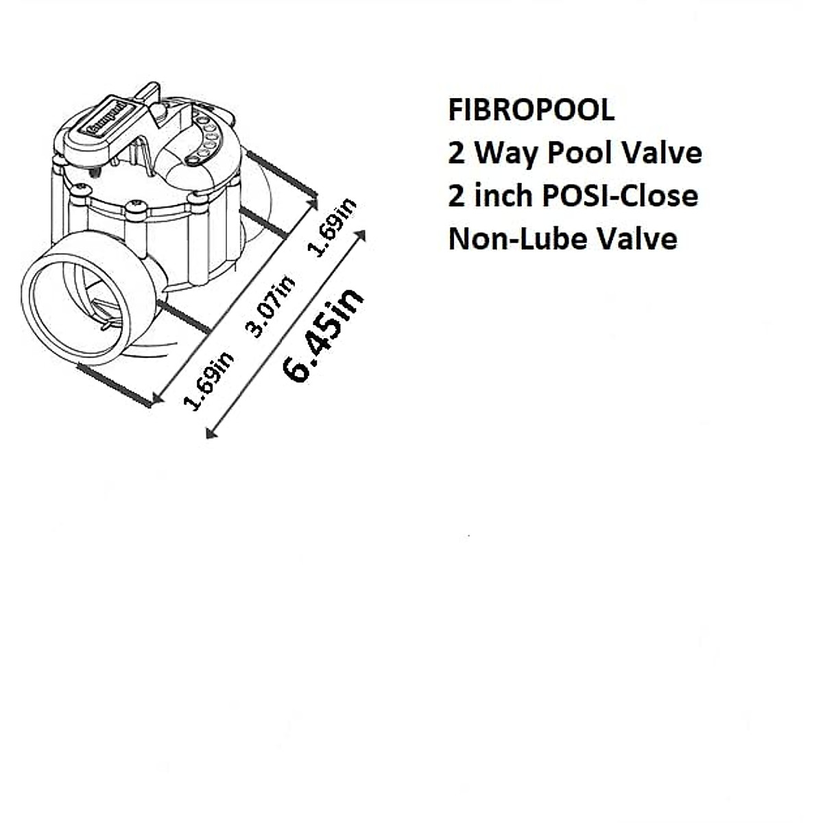FibroPool Swimming Pool Diverter Valve - 2 Inch - 2 Way - Positive Seal & Non Lube Replacement Valve for Pools and Spas
