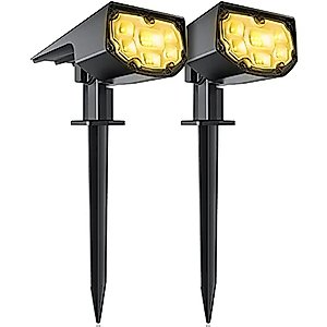 AloftSun Solar Spotlight, IP68 Waterproof Solar Outdoor Lights, 6500K/ 700LM Solar Landscape Lights for Yard Garden Pathway, Auto ON/Off, Dusk to Dawn, 2 Brightness Modes-2 Pack