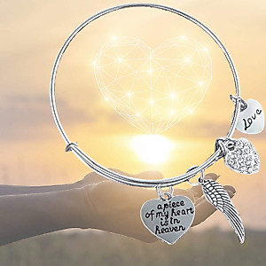 Infinity Collection Memorial Gifts for Loss of Mom Dad In Memory of Jewelry Sympathy Bracelet Bereavement A Piece of My Heart is in Heaven Engraved Grief Gifts for Women