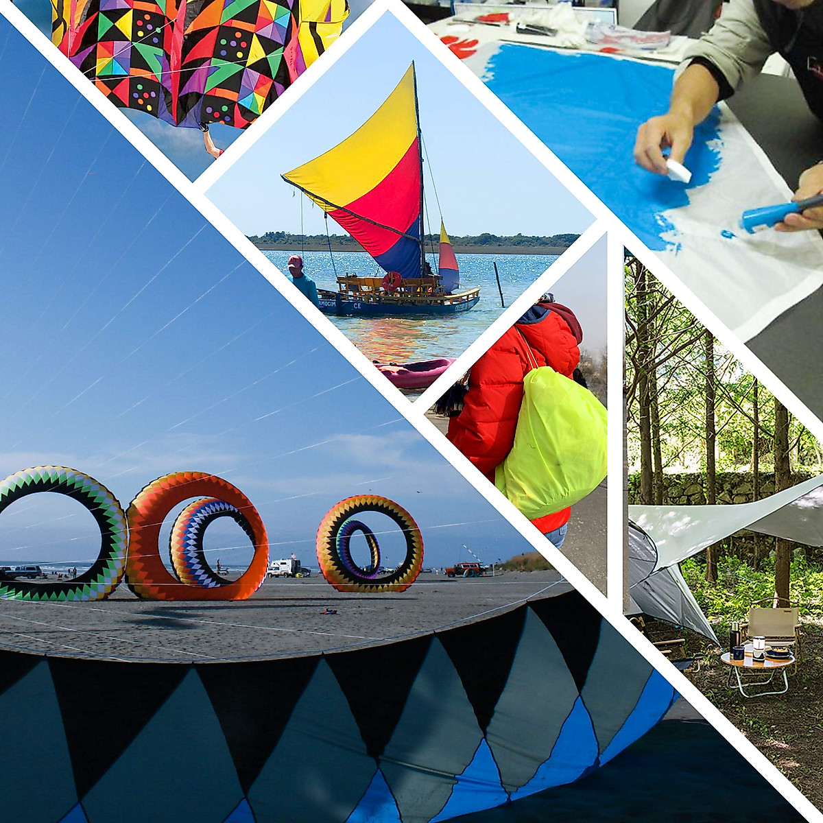 emma kites Tan Ripstop Nylon Fabric 40 Denier, Pre-Cut Piece 1-Yard: 60"x36", Ultra-Light Airtight PU Coating Water Repellent