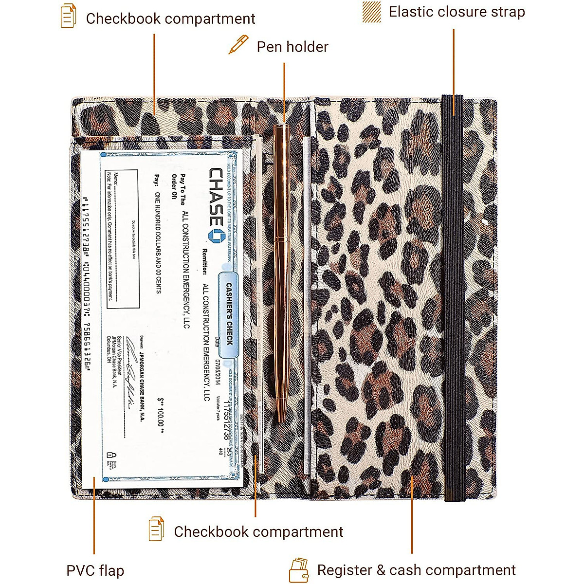 Zreal Checkbook Cover for Men & Women, Premium Vegan Leather Checkbook Holder Slim Wallets for Top & Side Tear Duplicate Checks with RFID Blocking (Light Cheetah)