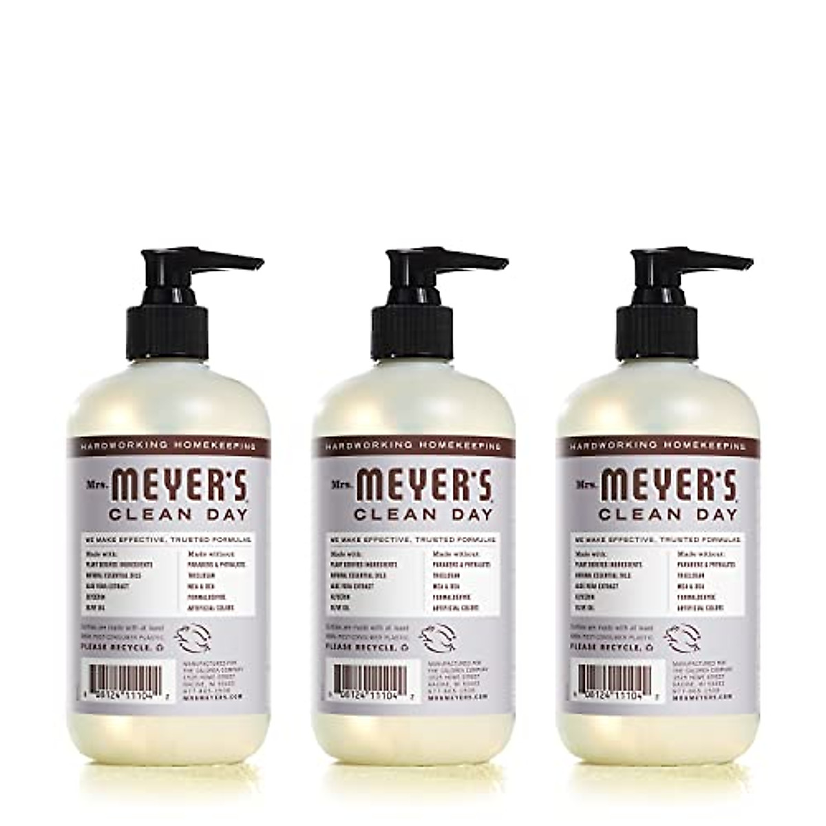 MRS. MEYER'S CLEAN DAY Hand Soap, Made with Essential Oils, Biodegradable Formula, Lavender, 12.5 fl. oz - Pack of 3