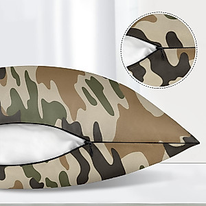 Camo Body Pillow Covers Decorative Soft Bedding Satin Pillowcase with Zipper Closure Cooling Breathable Long Pillow Case-21"x 54"