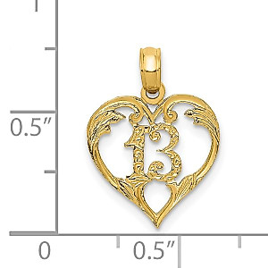 IceCarats 14K Yellow Gold 13 inch Heart Necklace Love Pendant Charm 20mm x 13.85mm Only