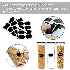 Vtopmart Airtight Food Storage Containers With Lids, 4 PCS 2.8L Pasta Containers for Pantry Organization and Storage, BPA Free Kitchen Storage Containers for Spaghetti, Flour, Sugar and Noodles, Black