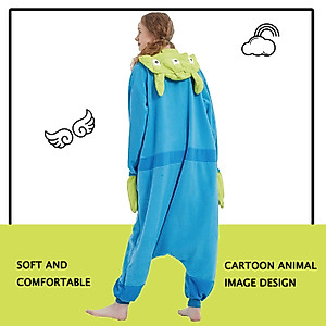 SWEETXIN Adult Unisex Onesie Pajamas Halloween Christmas Cosplay Costume Suit for Women and Men (Alien, Small)