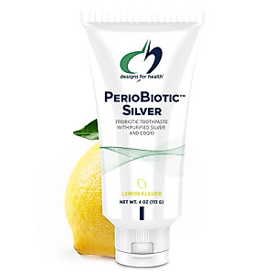 Designs for Health PerioBiotic Silver Hydroxyapatite Toothpaste - Fluoride Free Toothpaste with Oral Probiotics with Whitening Hydroxyapatite - Supports Gum Health & Remineralization (4oz Lemon)
