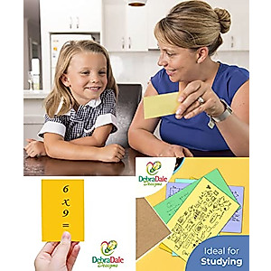 1,100 blank flashcards (2" x 3-1/2") in 5 colors, with storage box. Ideal for students, teachers, note-taking, and language learning. Made in USA.