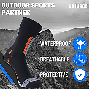 SuMade Waterproof Socks,Unisex Athletic Water Resistant Breathable Mid-Calf Sports Socks for Golf Cycling Running Hiking 1 Pair (Black,Medium)
