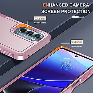 Motorola Moto G Stylus 5G 2022 Case with Tempered Glass Screen Protector,Heavy Duty Rugged Shockproof Full Body Protective Phone Cover,Cute Pink
