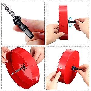 Hole Saw M42, Corn Hole Drilling Cutters, Heavy Duty Metal Hole Cutter for Wood Cornhole Boards Aluminum Plastic with Open Saw (Red,160 mm/ 6.3 Inch)