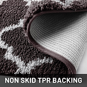 KMAT Kitchen Rugs and Mats [2 PCS] Super Absorbent Microfiber Kitchen Mat Non Slip Machine Washable Runner Carpets (Chocolate-17.3" x28+17.3"x47")