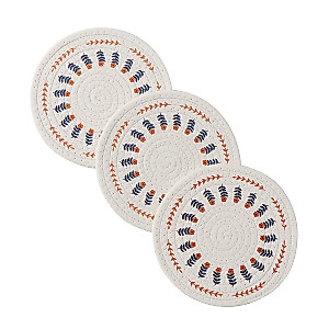 Lifaith Kitchen Pot Holders Set Trivets 3pcs Set,100% Pure Cotton Thread Weave Hot Pot Holders, Stylish Coasters, Hot Pads, Hot Mats, Spoon Rest for Cooking and Baking by Diameter 7 Inche, Flower