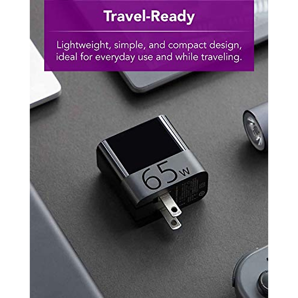 ZMI zPower Turbo 65W USB-C PD Laptop Charger Power Adapter Compatible with Laptops Chargeable via USB-C (Not Compatible with Legacy Models with Barrel Charging Ports) - Black