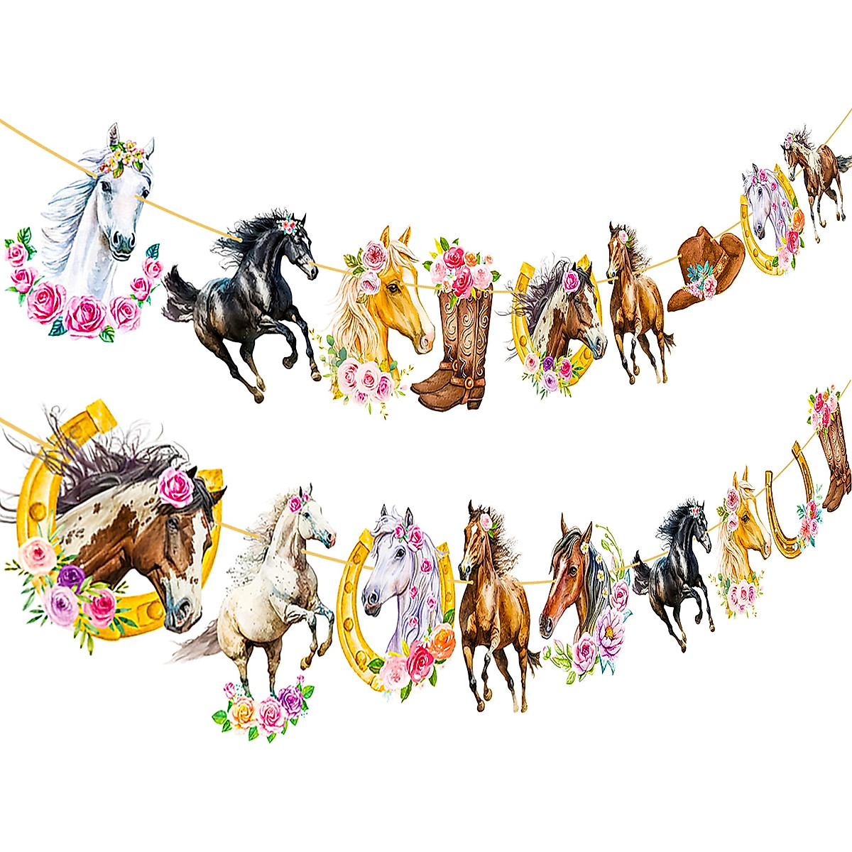 Western Cowgirl Themed Party Decorations - 2pcs Cowgirl Banner Decorations for Horse Birthday Party & Baby Shower Supplies