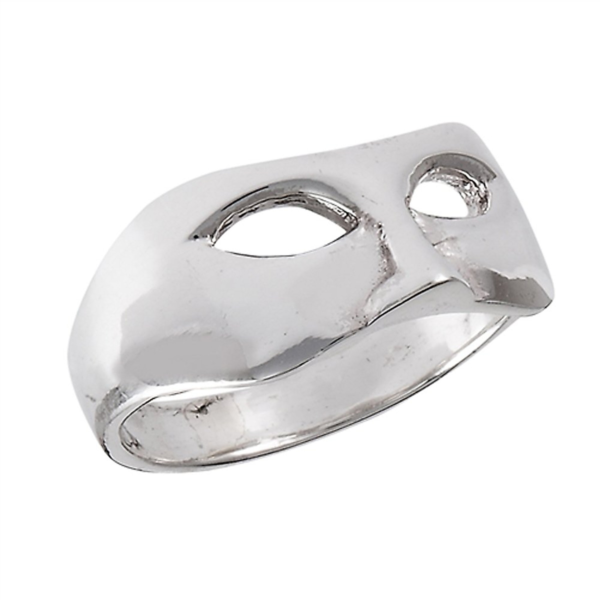 Opera Mask Bandit Phantom Eye Cutout Ring .925 Sterling Silver Band Size 6