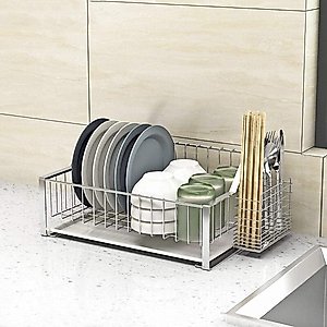 Plate Rack Dish Rack 304 Stainless Steel Dish Rack, Countertop Drain Dish Rack, Kitchen Rack, Storage Supplies, Dry Dish Rack Pan Plate Holder
