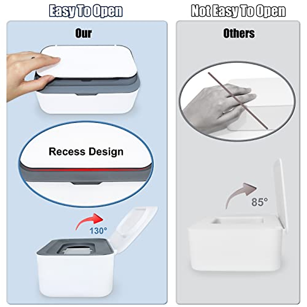 2 Pack Baby Wipes Dispenser, Wipe Holder with Lids Diaper Wipes Case for Bathroom Refillable Wipe Container with Sealing Design, Flushable Bathroom Storage Case Box