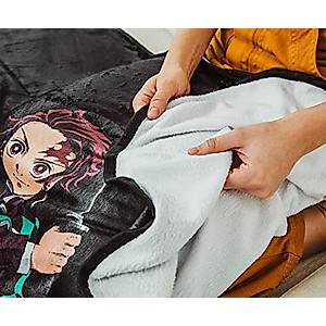 Surreal Entertainment Demon Slayer Group 45 x 60 Inch Fleece Throw Blanket Black
