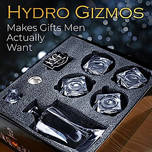 Whiskey Decanter Set for Men with 4 Drinking Glasses and 9 Whisky Stones for Cognac, Bourbon, Rum, Scotch, Liquor Crystal Clear Decanter Sets - House Warming New Home Whiskey Gifts for Men Dad Him