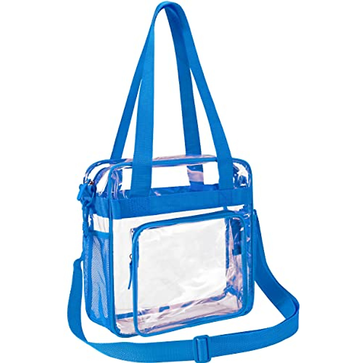 BAGAIL Clear Bag Stadium Approved Tote Bag with Front Pocket and Adjustable Shoulder Strap (Blue)