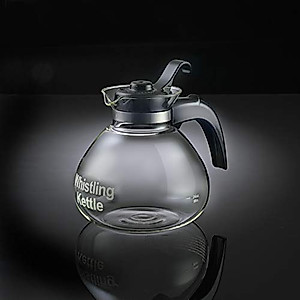 CAFÉ BREW COLLECTION High End Borosilicate Glass Stove Top Whistling Tea Kettle - Best BPA Free Kettle - Best Heat Resistant Glass Tea Kettle - 12 Cup Stovetop Glass Whistling Tea Kettle by Medelco