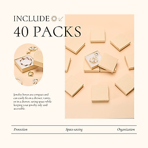 MESHA Jewelry Gift Boxes 3.5x3.5x1'' 40 Pack Small Brown Jewelry Boxes Packaging for Valentine's Day Earring Boxes for Jewelry Gifts