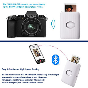 Fujifilm Instax Mini Link 2 Smartphone Printer Clay White, Fuji Instax Mini Film 40 Sheets, Protective Case, Instant Printer Bundle
