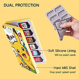 PERFECTSIGHT switch game card witch 12 or 24 or 48 slot holder (Yellow Pika, 24 Slots)