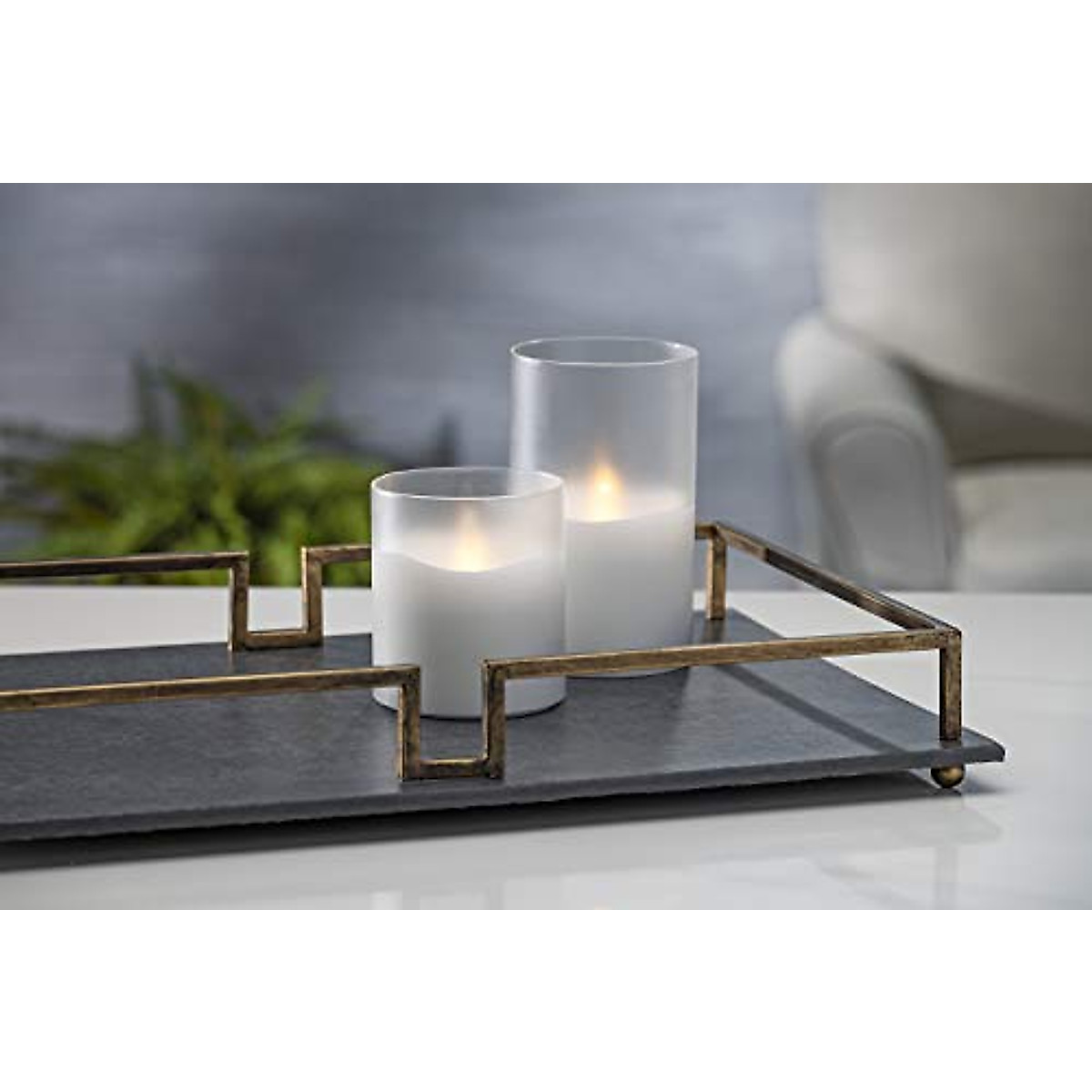 3.5-in D x 4-in H Hand Poured Wax Candle in Frosted Glass with Exclusive Illumaflame™ Glow