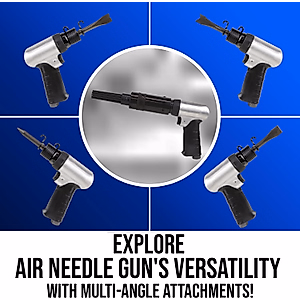 LE LEMATEC Air Needle Scaler with Hammer Chisel Kit, 4800 BPM Pneumatic Needle Gun for Metalworks, Rust, Weld & Paint Remover, Pistol Grip Metal Scraper Air Compressor Accessories (LE-AN324K)